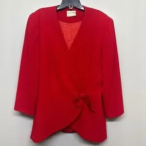 Frank Usher | Jackets & Coats | Vintage Frank Usher Red Blazer With Bow ...